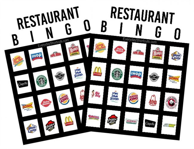 Restaurant Bingo - Everyday Shortcuts