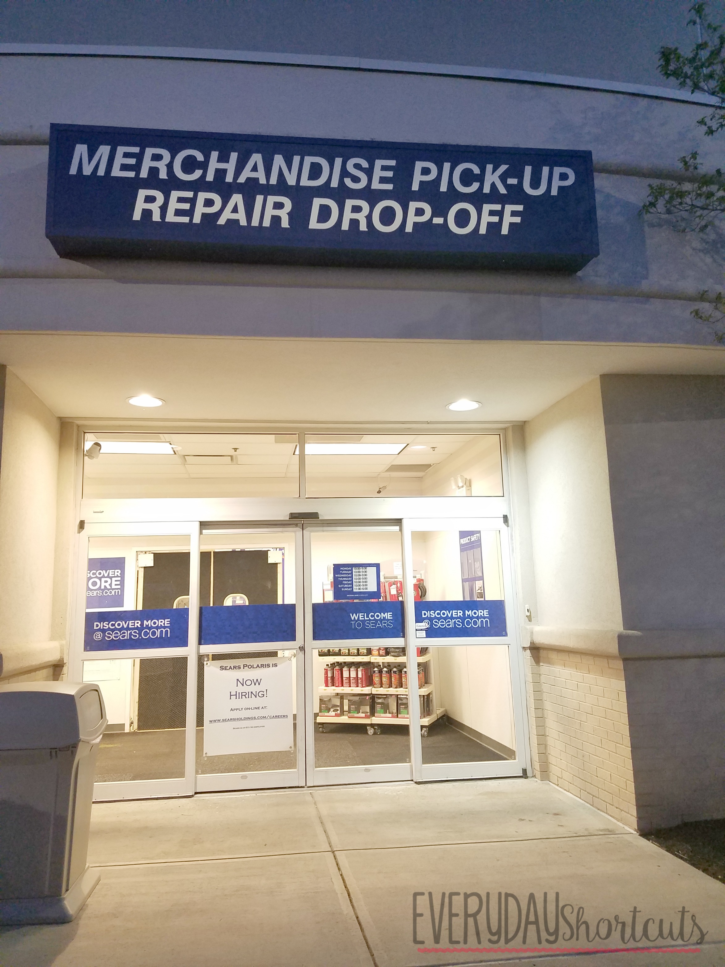 sears merchandise pick up - Everyday Shortcuts