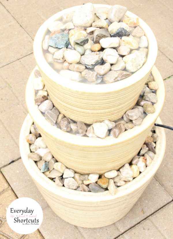 DIY Three-Tiered Outdoor Water Fountain - Everyday Shortcuts