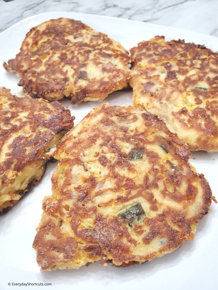 Loaded Fried Mashed Potato Cakes - Everyday Shortcuts