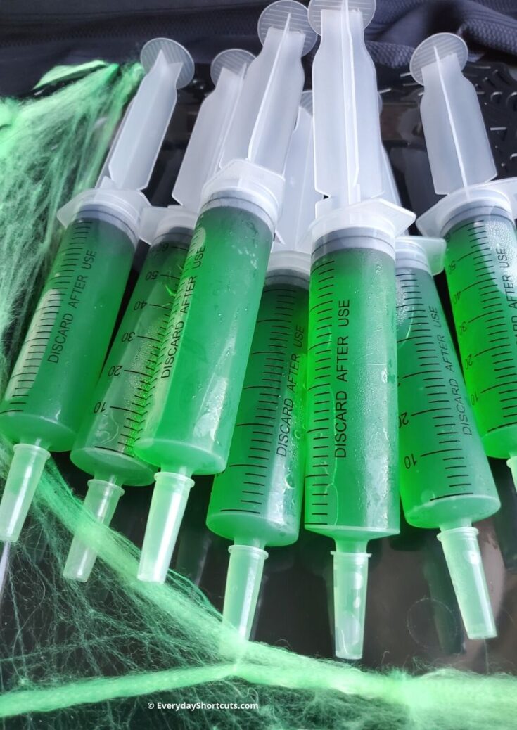 Toxic Ooze Halloween Syringe Shots - Everyday Shortcuts