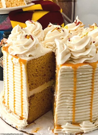Harry Potter Inspired Butterbeer Cake - Everyday Shortcuts