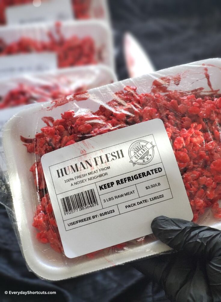 Raw Meat Rice Krispies Halloween Treats - Everyday Shortcuts