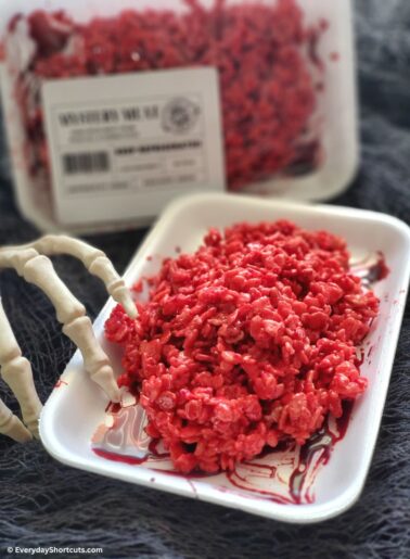 Raw Meat Rice Krispies Halloween Treats - Everyday Shortcuts