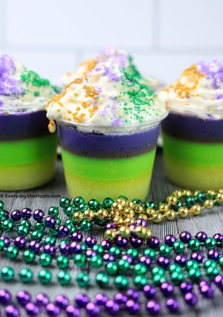 Mardi Gras Jello Shots - Everyday Shortcuts