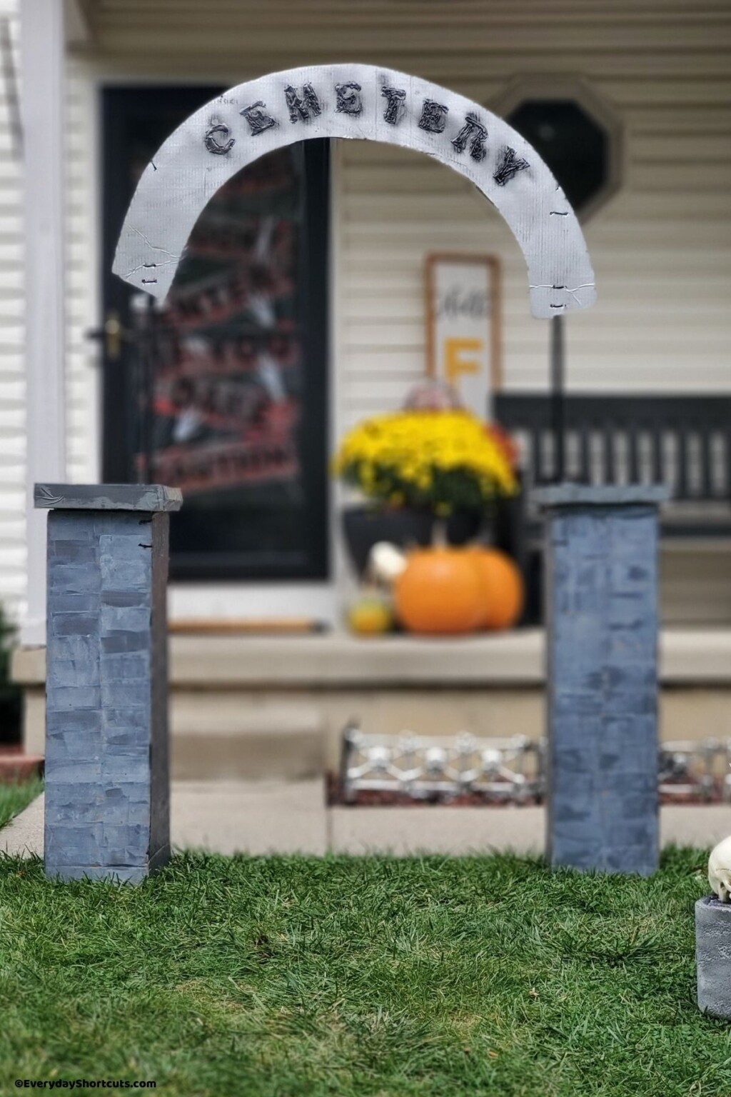 DIY Halloween Cemetery Columns - Everyday Shortcuts